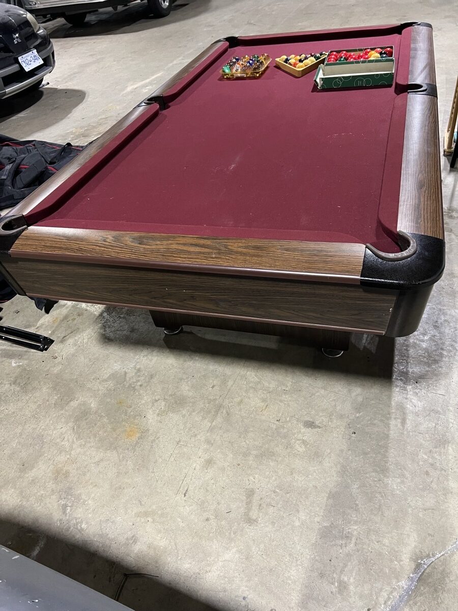 Pool Table with Snooker and Pool Balls – 12 Cues